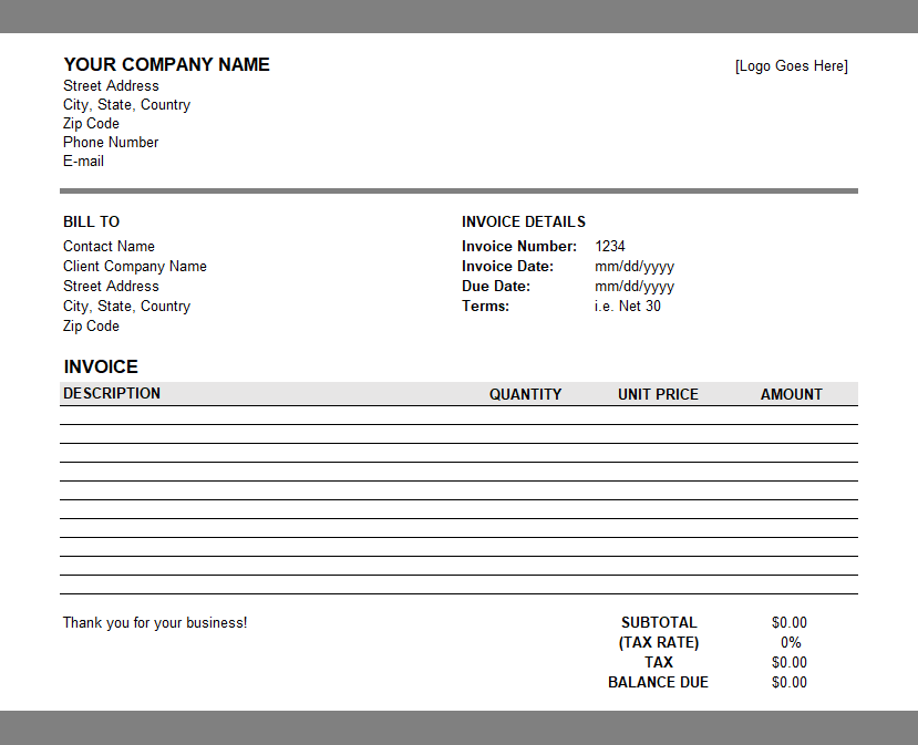 B2B Invoice Template AltLINE